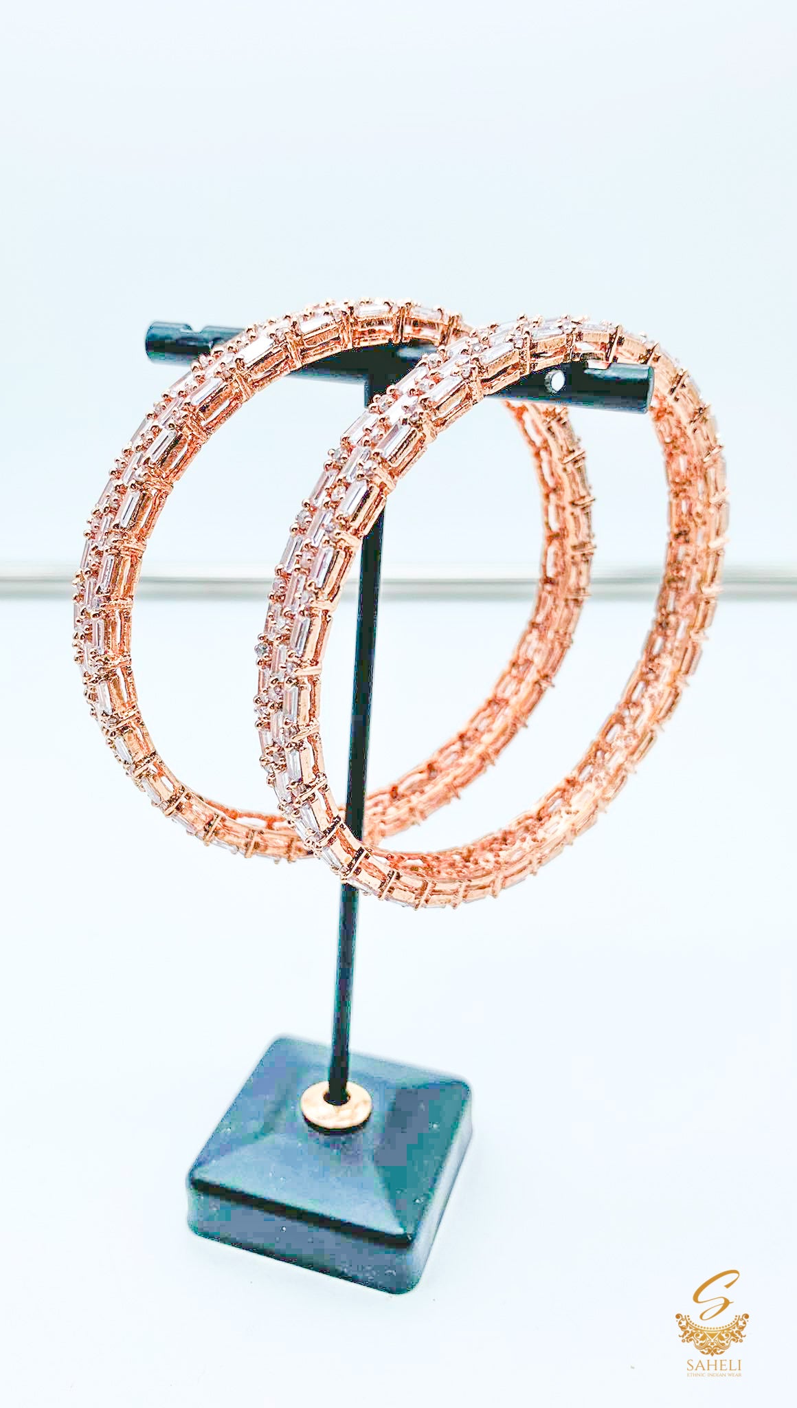 Rosegold stone American Diamond Kade Set– Saheli Ethnic Indian Wear