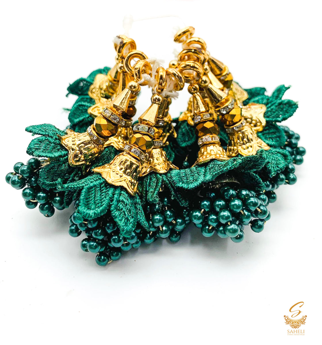 Henna Green Pearl Small Size Latkan Tassel (PER PAIR)– Saheli Ethnic ...