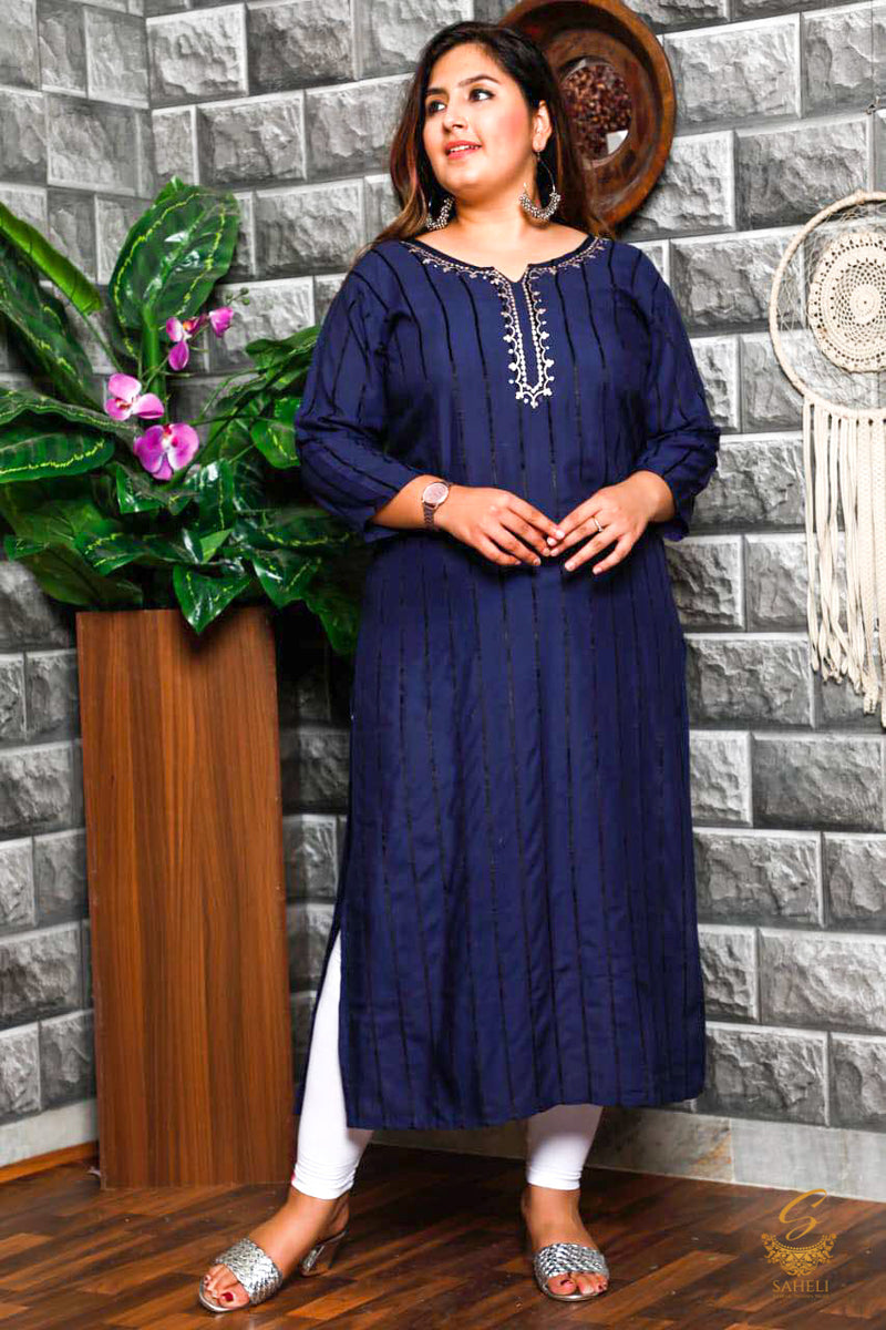 Nevi Blue colour cotton based beautiful kurti– Saheli Ethnic Indian Wear