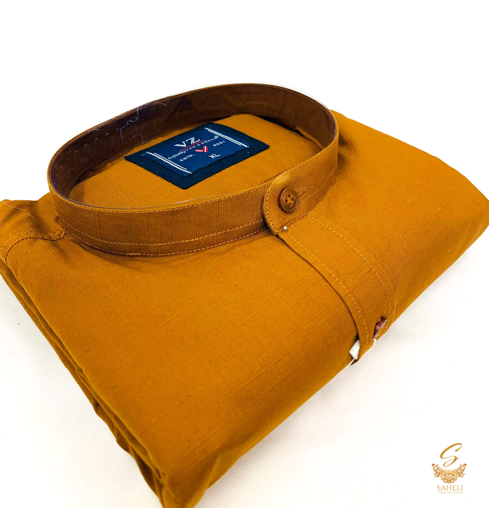 Bronze colour mat look Chinese collar cotton shirt– Saheli Ethnic ...