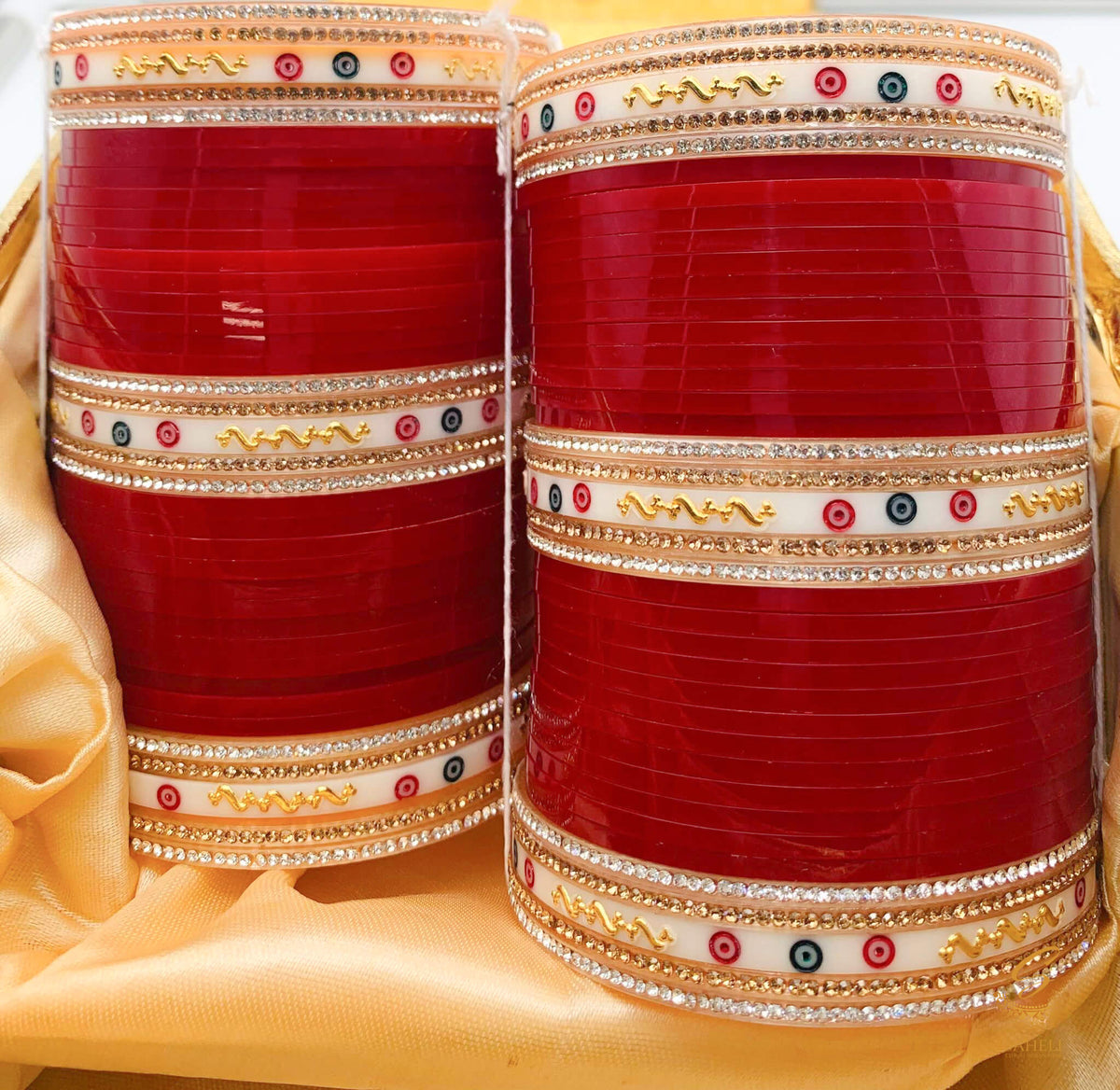 Dotted Cherry Red Beautiful bridal Churra– Saheli Ethnic Indian Wear