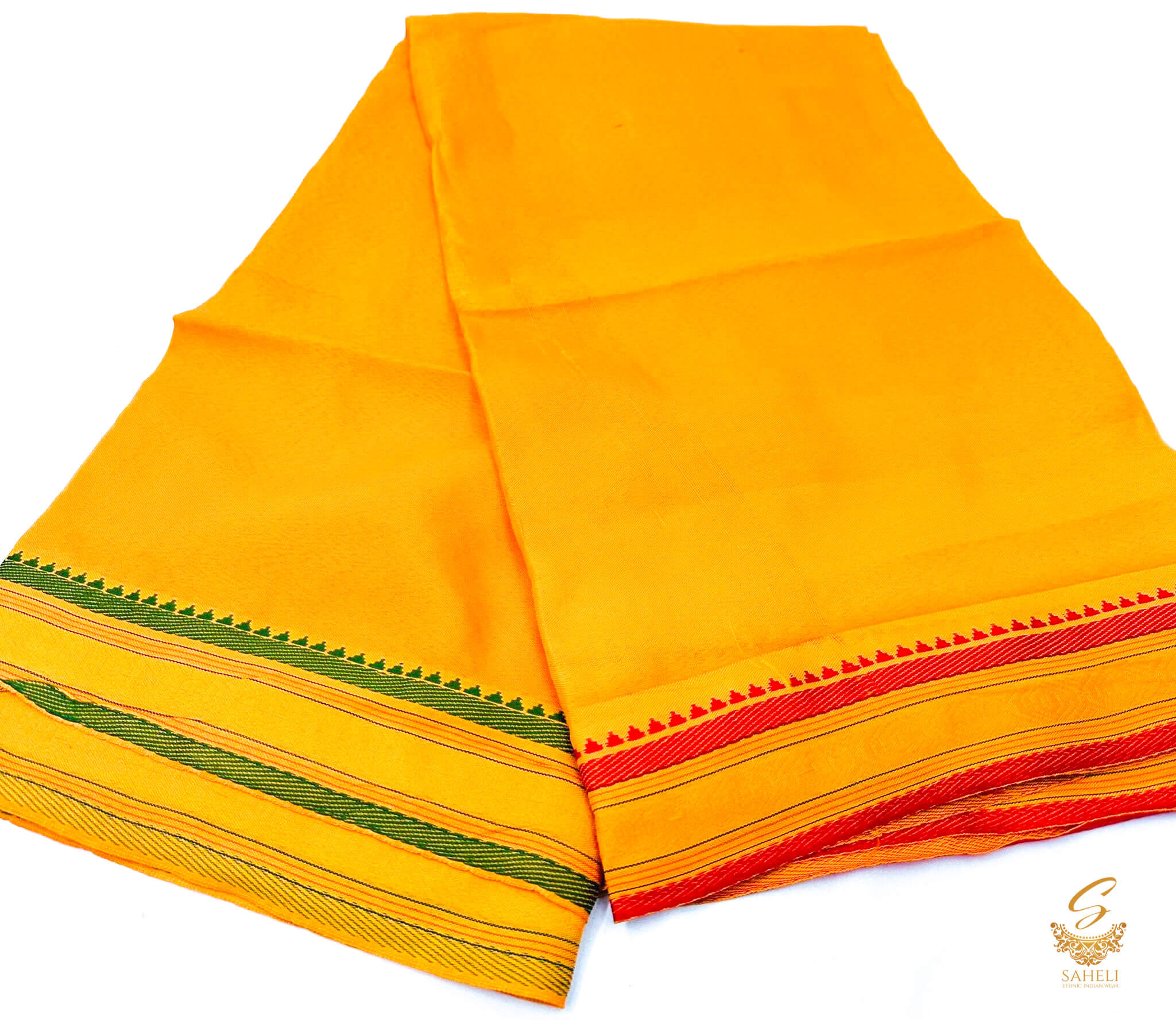 Kesari Colour cotton based apx 4.5 meter Dhoti– Saheli Ethnic Indian Wear