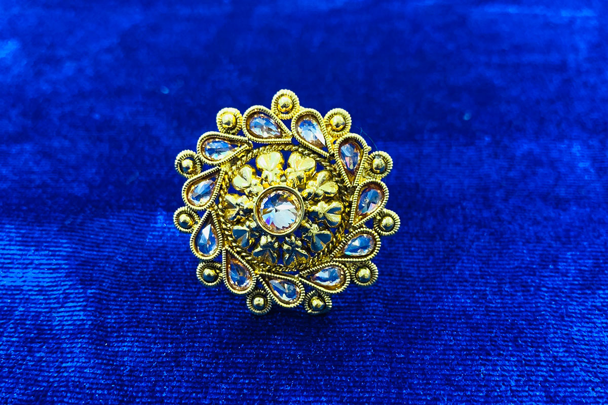 Large polki stone ring ( size adjustable )– Saheli Ethnic Indian Wear
