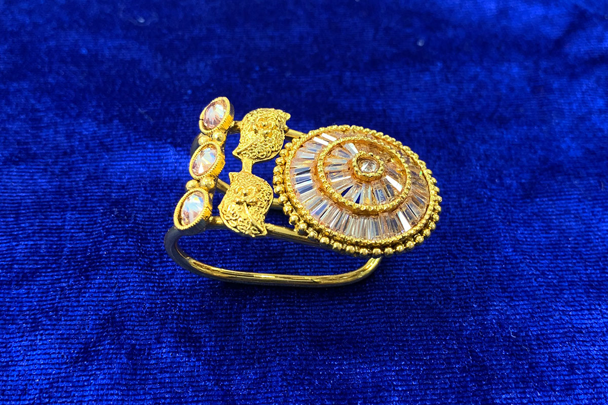 Large polki stone ring with adjustable size– Saheli Ethnic Indian Wear